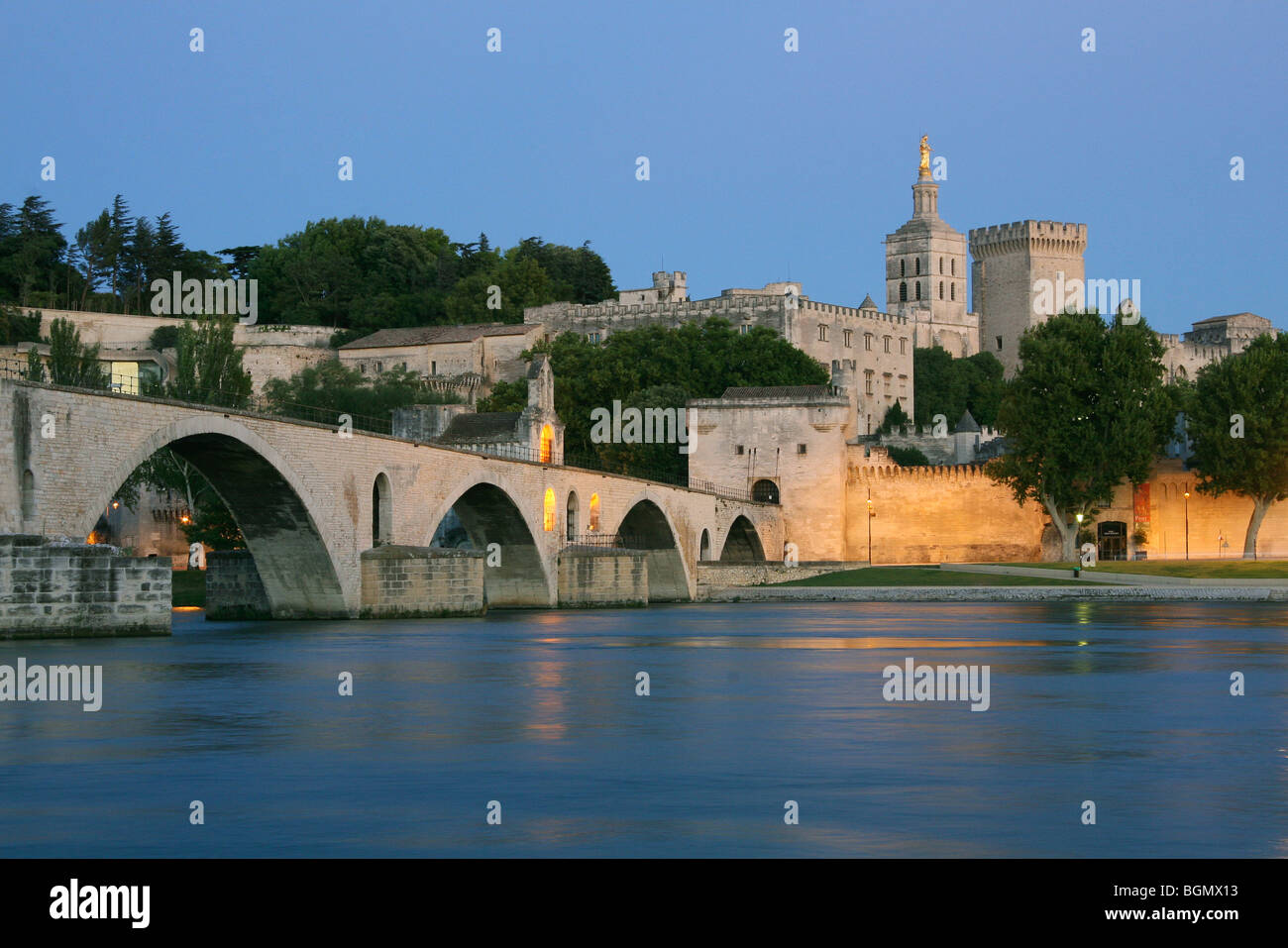 Avignon with the Palais des Papes / Palace of the Popes and the Pont ...