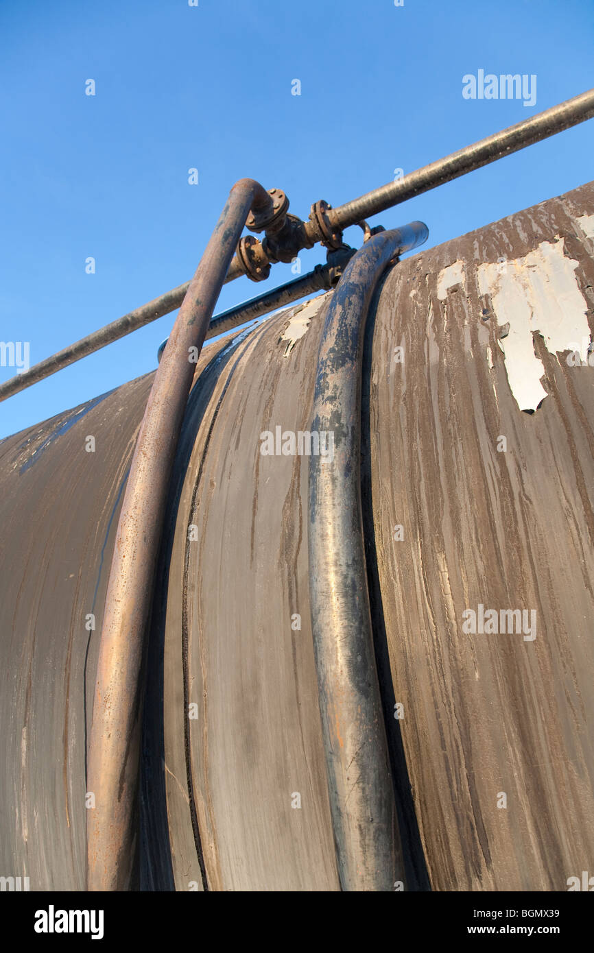 Pipes on tanker truck trailer Stock Photo - Alamy