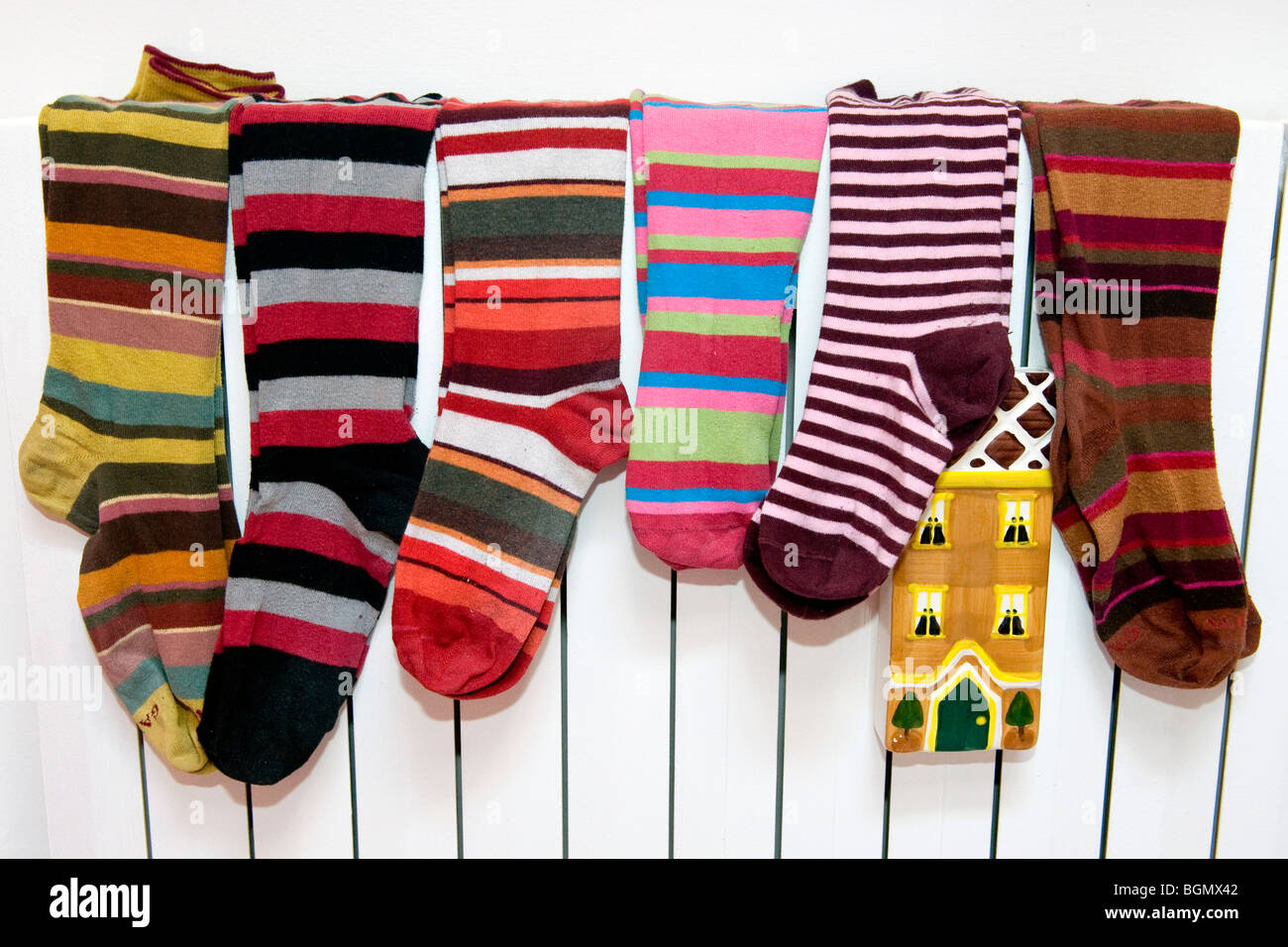 The colored striped socks Stock Photo - Alamy