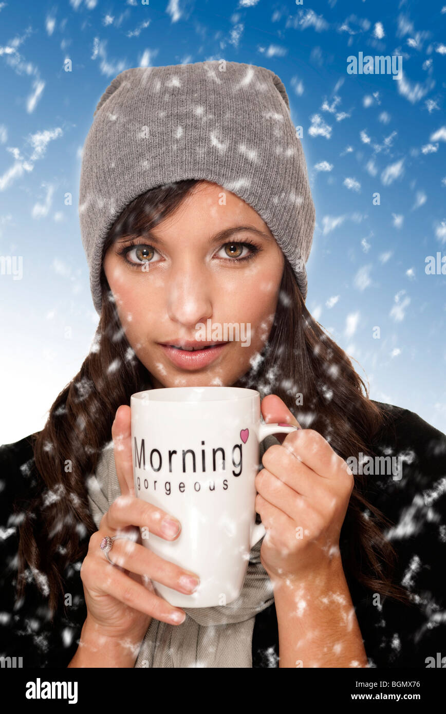 Woman drink soup cold hi-res stock photography and images - Alamy