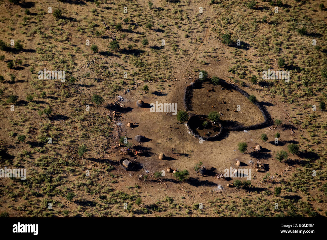 Aerial views of Himba settlements, Kaokoland, Namibia Stock Photo - Alamy