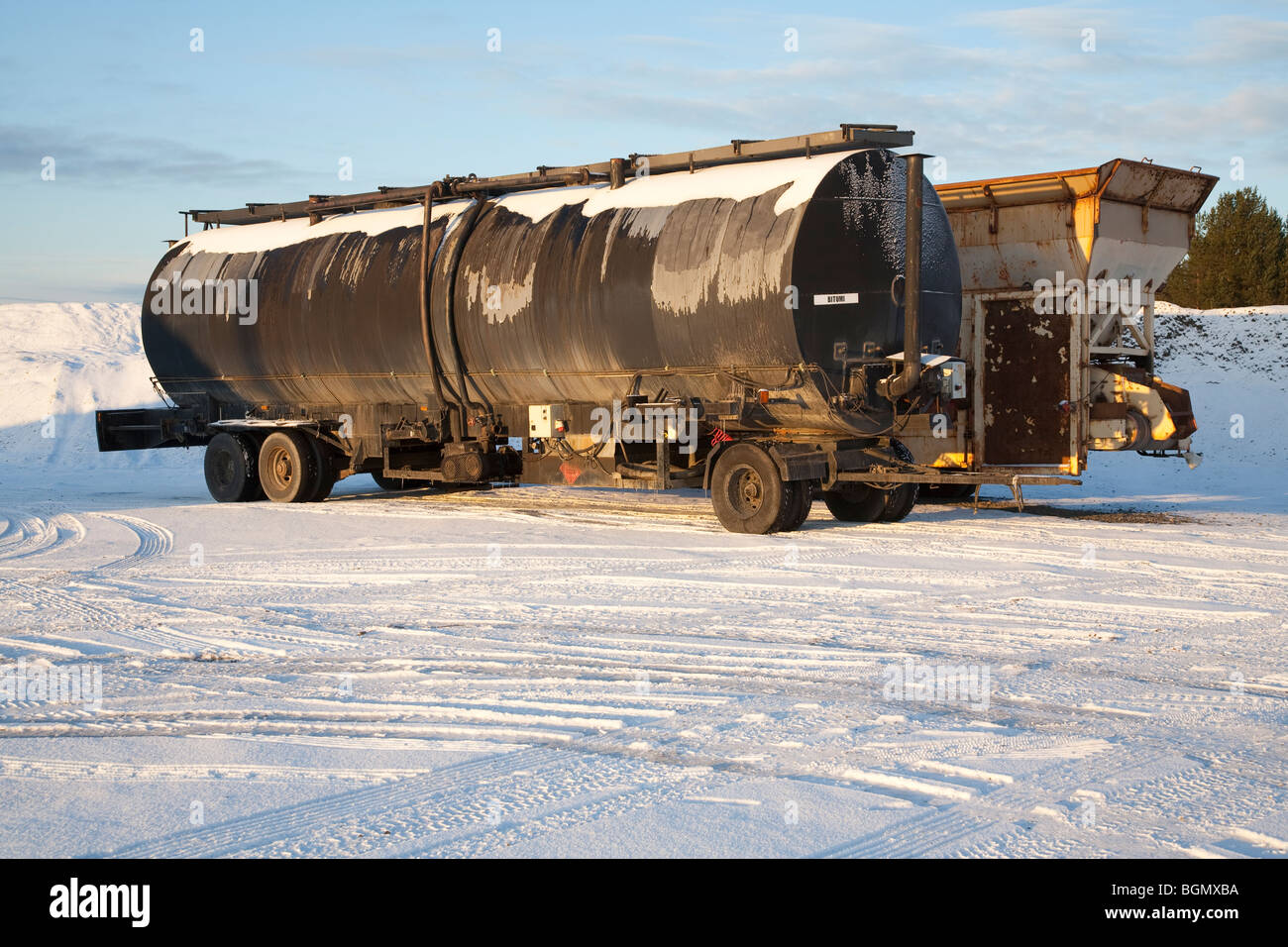 Old tanker trailer used to transport pitch , Finland Stock Photo - Alamy