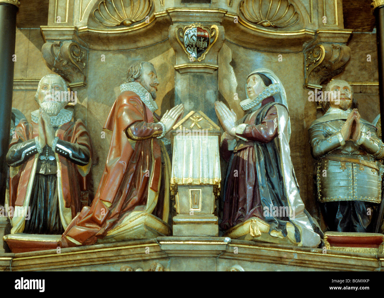 Newcastle Cathedral, Tomb of Henry Maddison and Wife, 1634 detail 17th ...