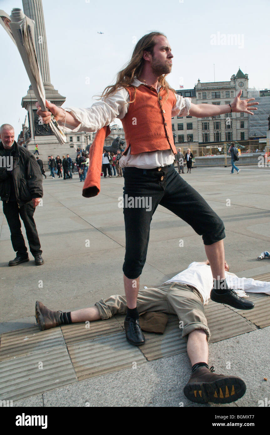 The Suffolk Howlers play 'St George & the Dragon' in Trafalgar Square ...
