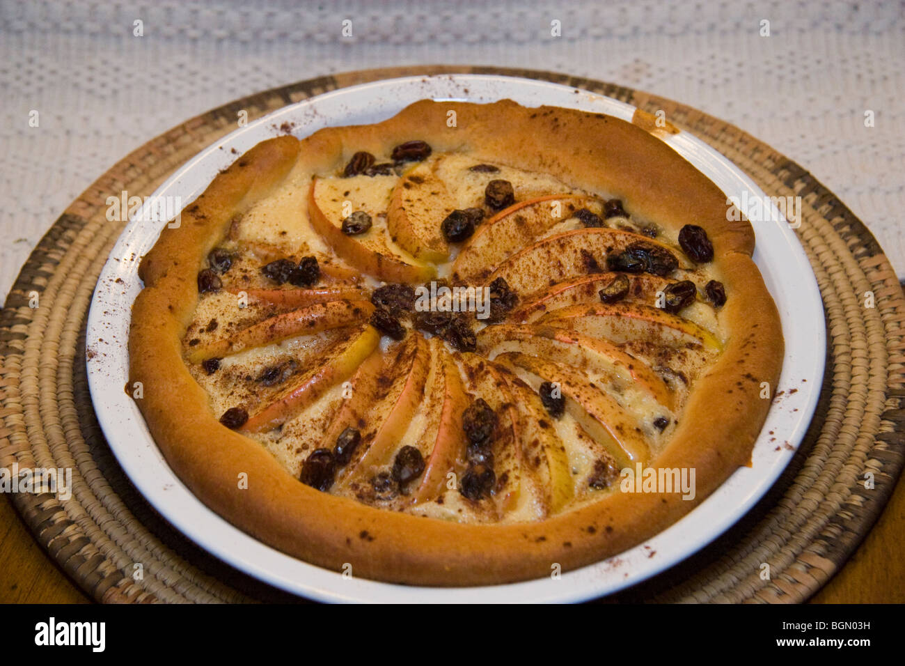 Kuchin Cake, made with bread dough pie shell and fruit with cream ...