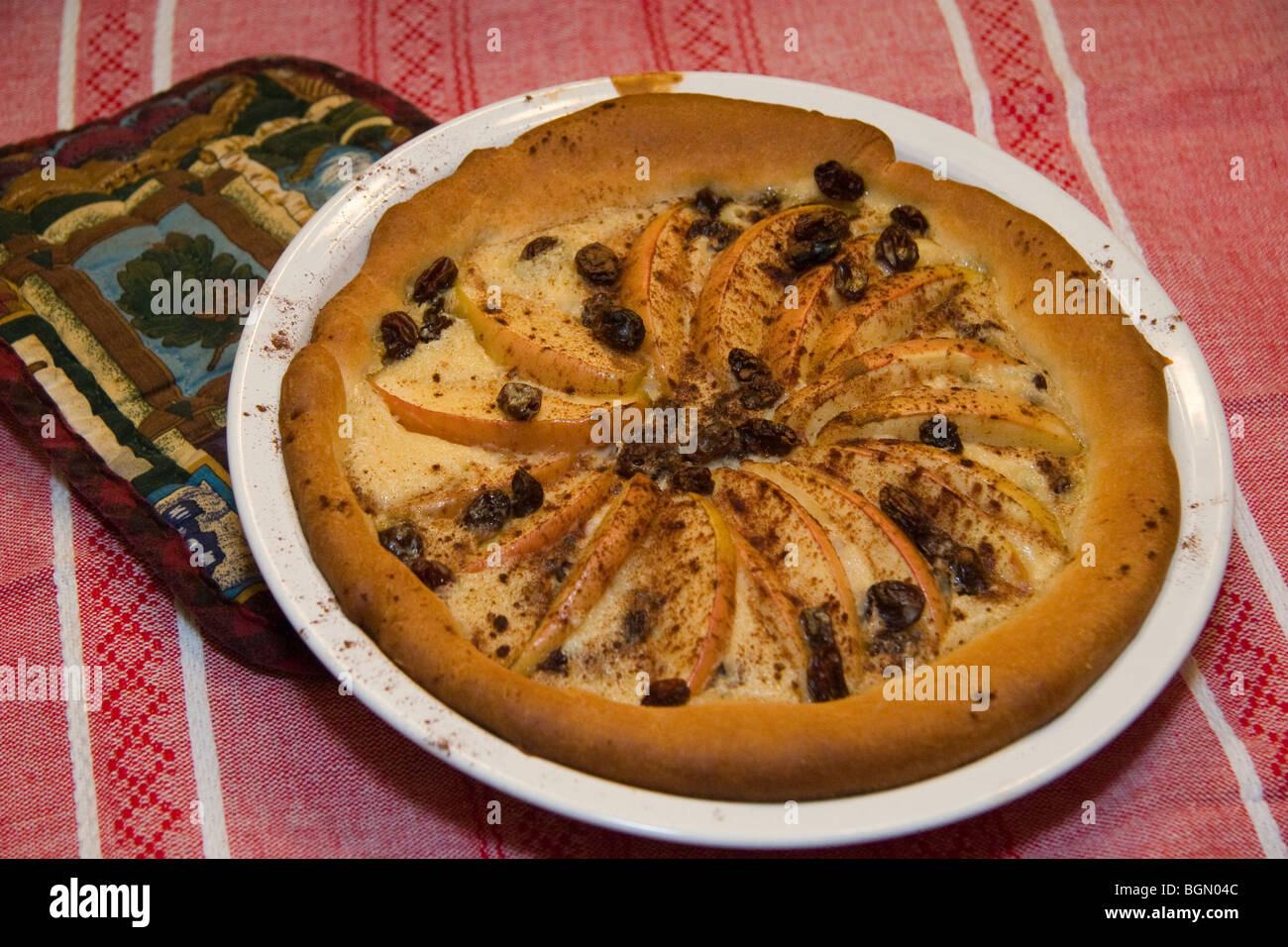 Kuchin Cake, made with bread dough pie shell and fruit with cream ...
