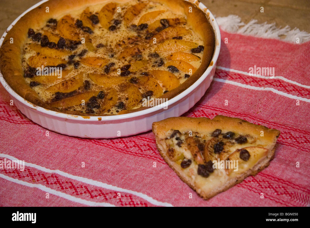 Kuchin Cake, made with bread dough pie shell and fruit with cream ...