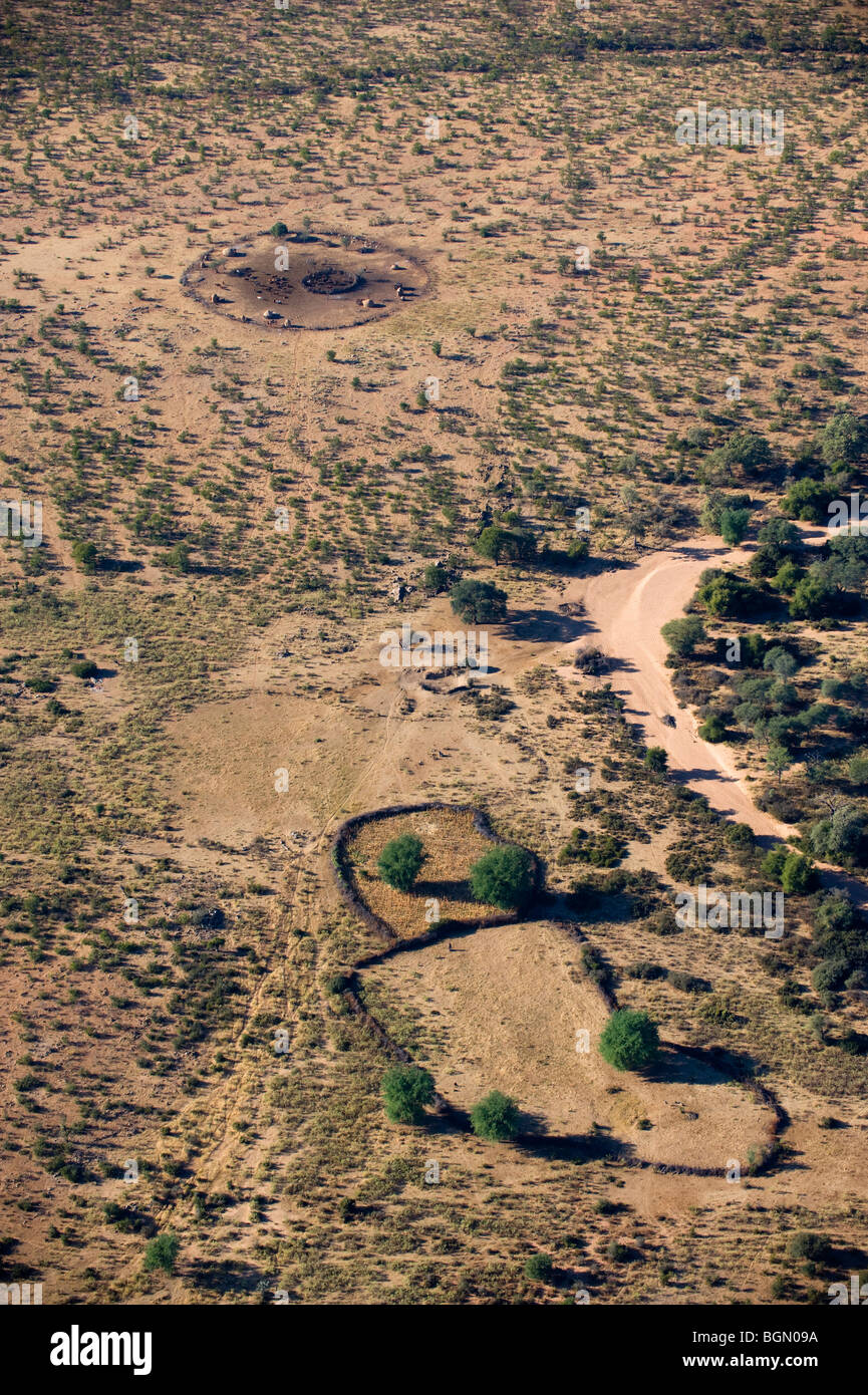 Aerial view of Himba settlements, Kaokoland, Northern Namibia Stock ...