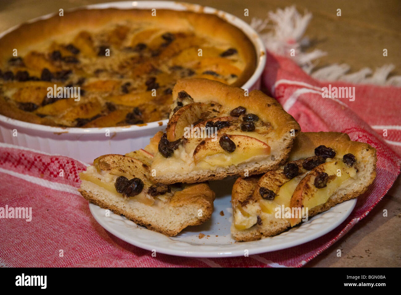 Kuchin Cake, made with bread dough pie shell and fruit with cream ...