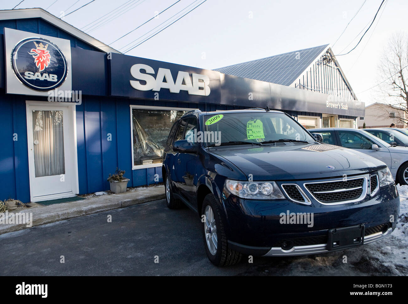 A Saab dealer lot Stock Photo - Alamy