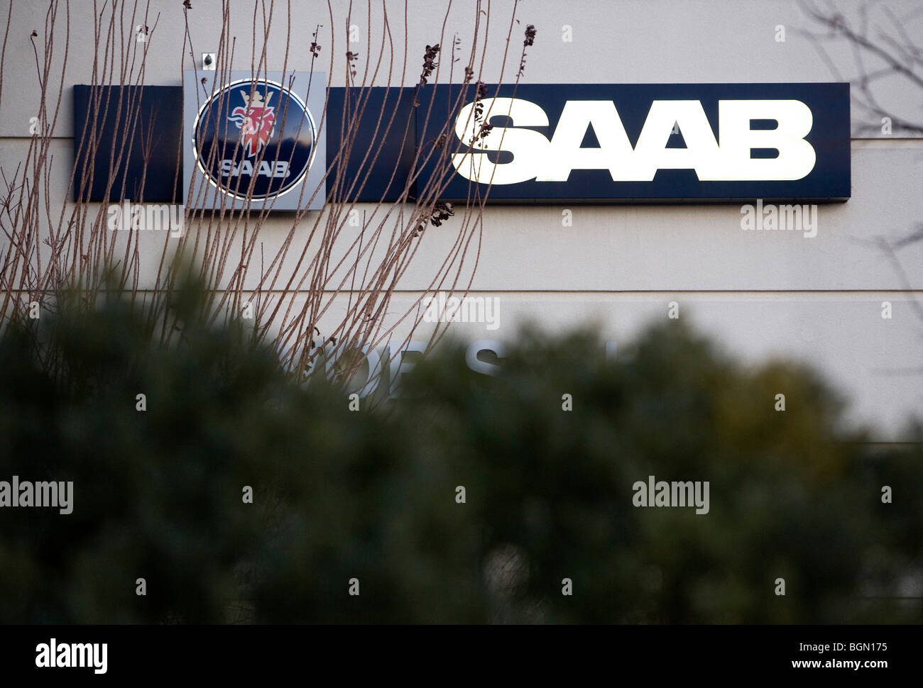 A Saab dealer lot Stock Photo - Alamy
