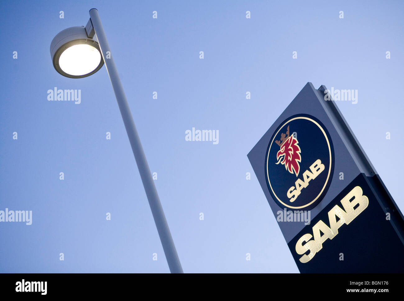 A Saab dealer lot Stock Photo - Alamy