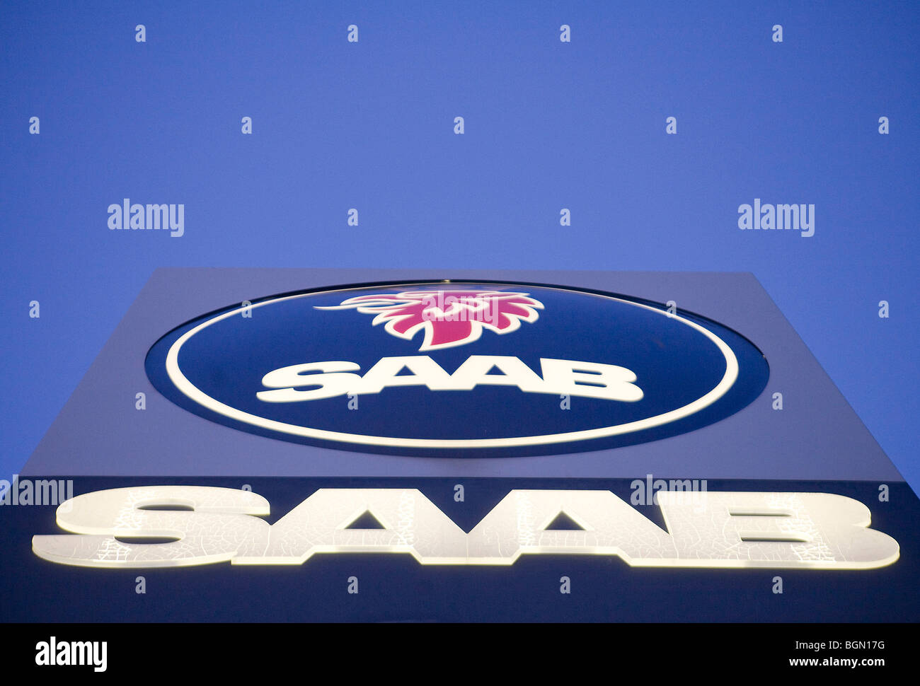 A Saab dealer lot Stock Photo - Alamy