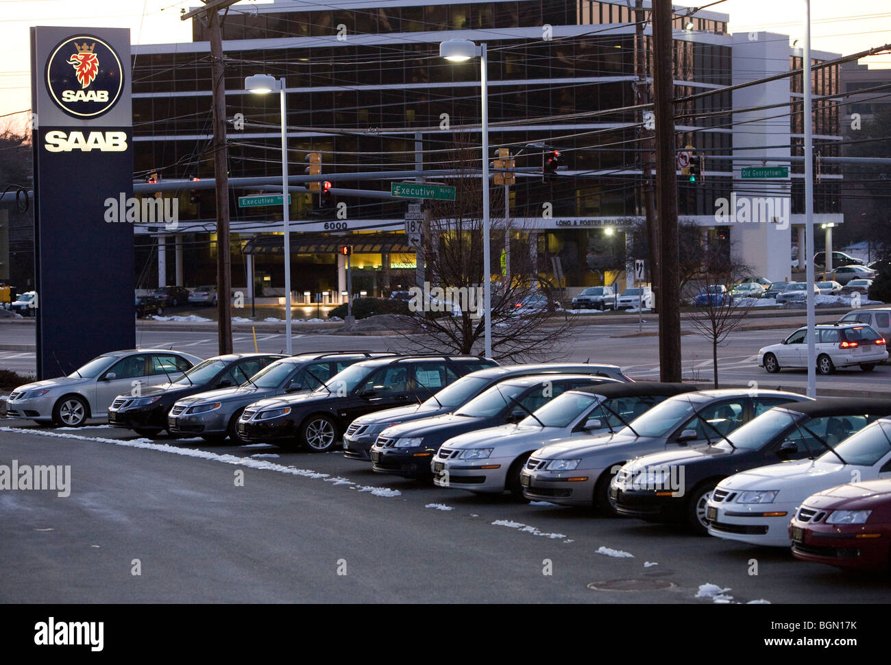 A Saab dealer lot Stock Photo - Alamy