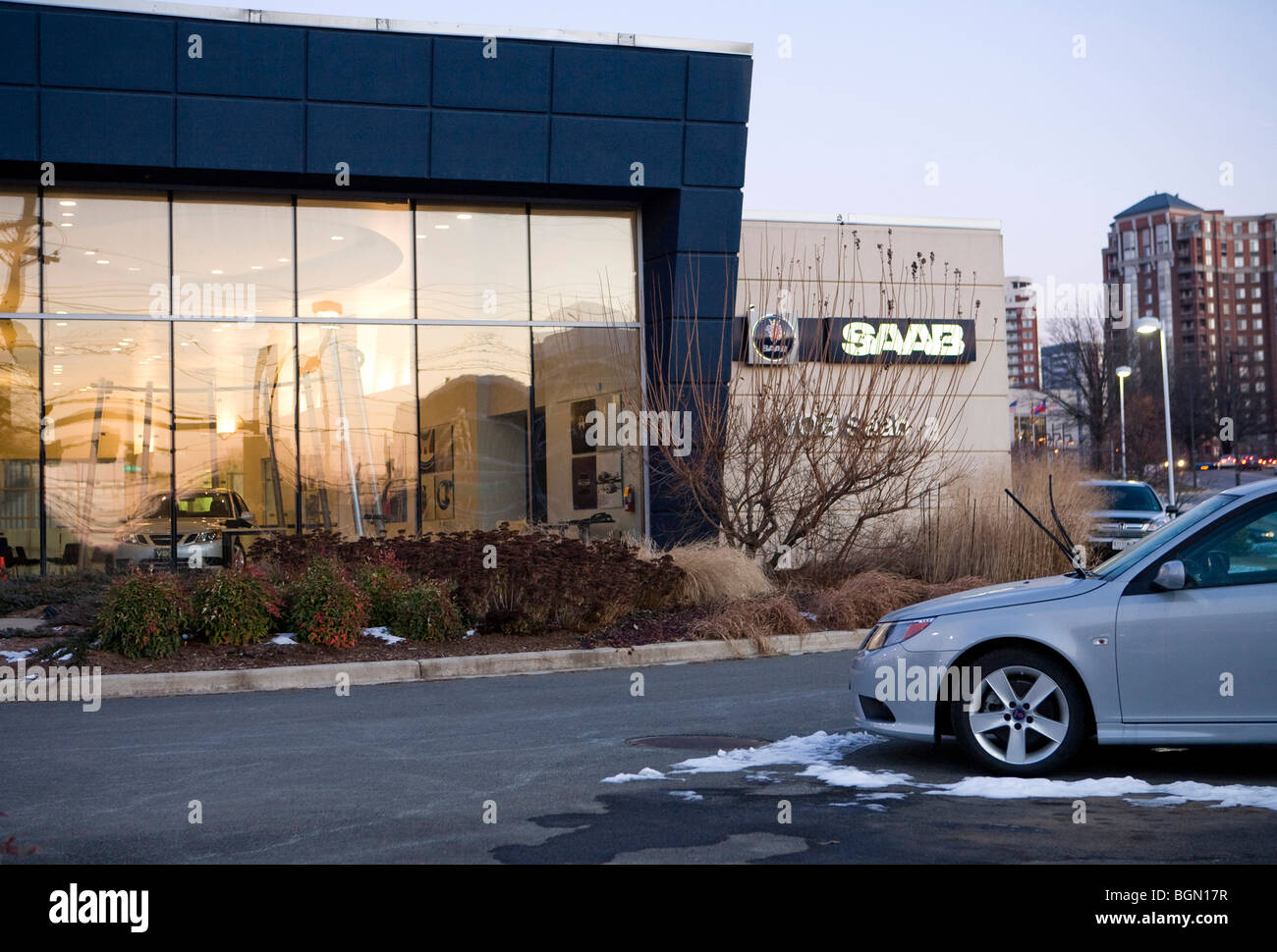 A Saab dealer lot Stock Photo - Alamy