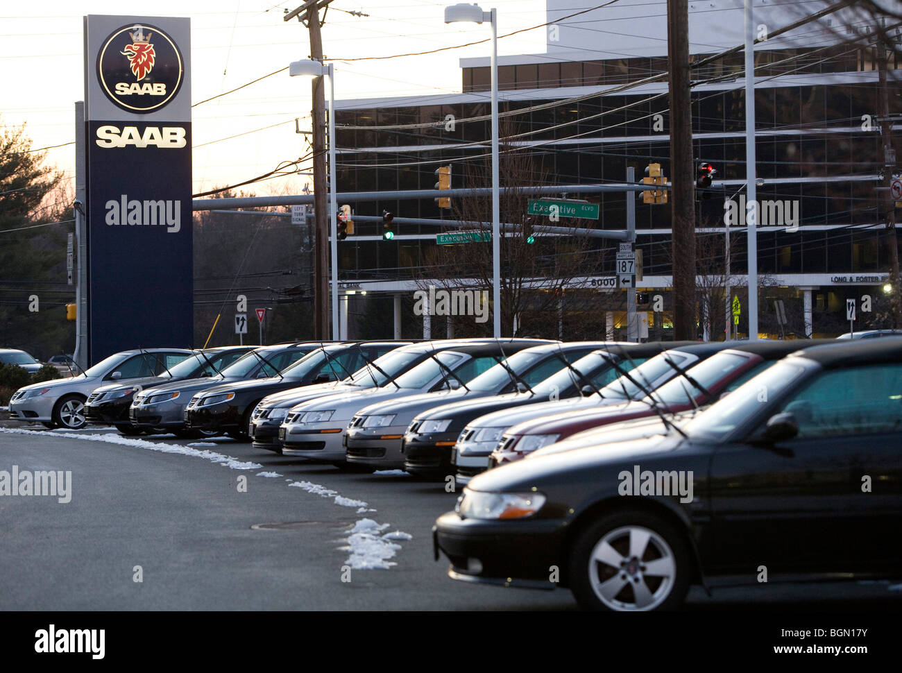 A Saab dealer lot Stock Photo - Alamy