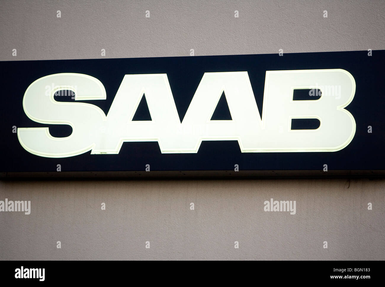 A Saab dealer lot Stock Photo - Alamy