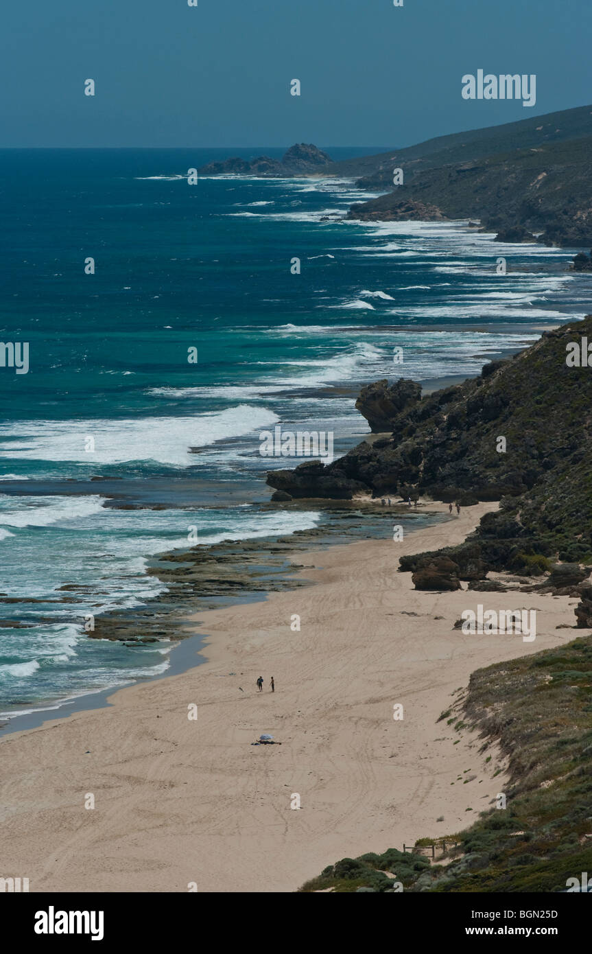 Bathers enjoying the beach at Yallingup, one of Western Australia's top ...