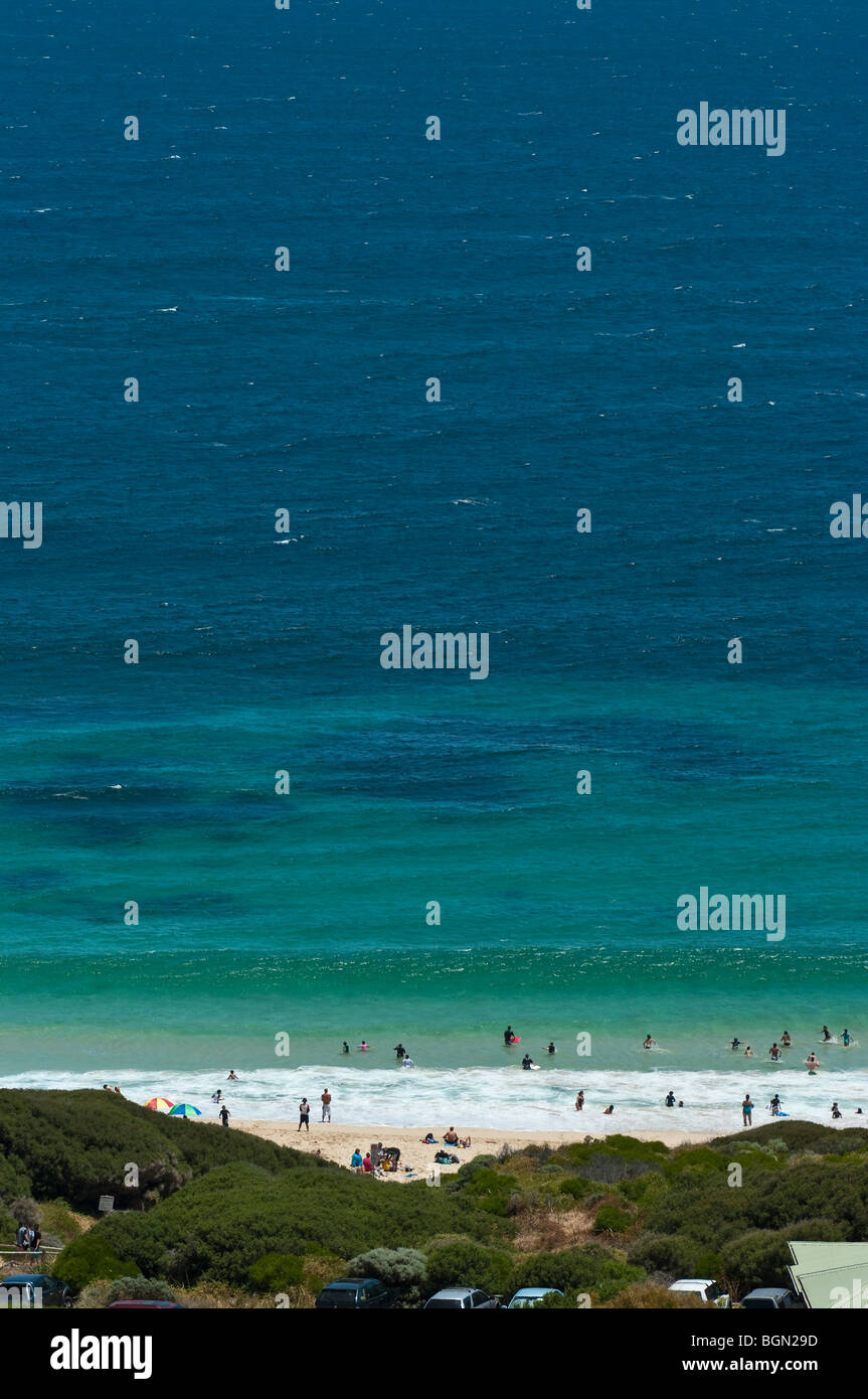 Bathers enjoying the beach at Yallingup, one of Western Australia's top ...