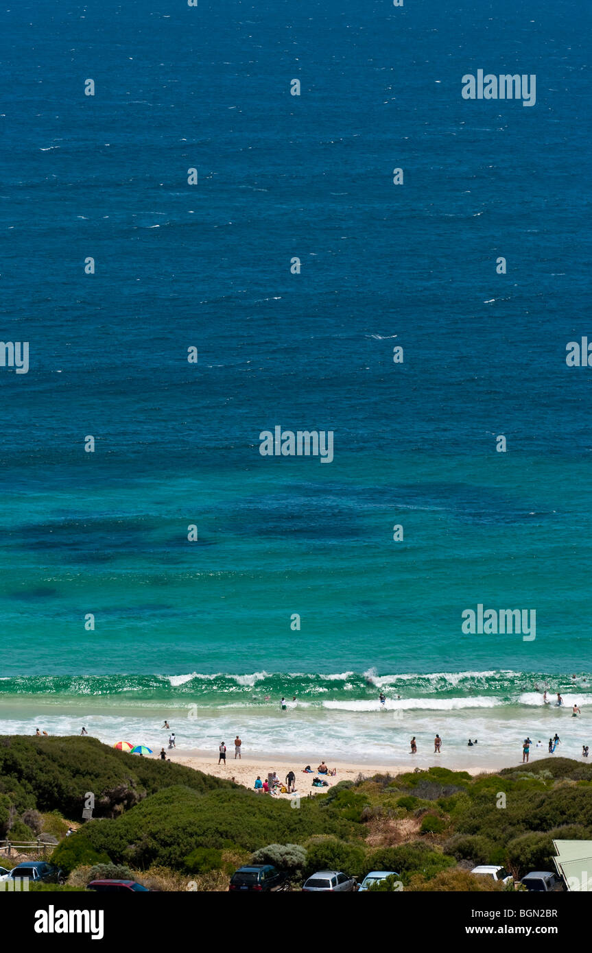 Bathers enjoying the beach at Yallingup, one of Western Australia's top ...