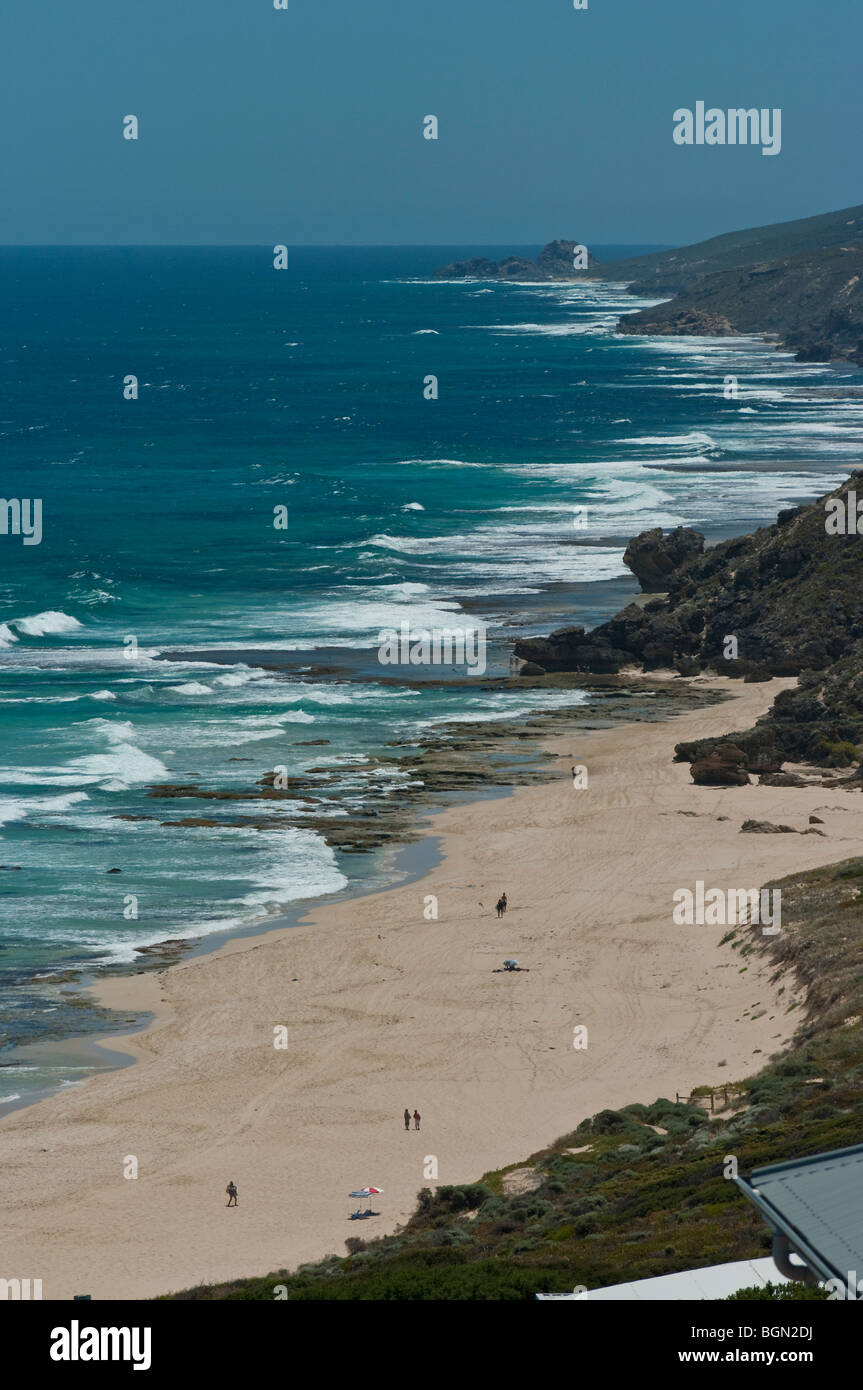 Bathers enjoying the beach at Yallingup, one of Western Australia's top ...