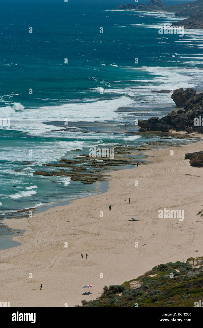 Bathers enjoying the beach at Yallingup, one of Western Australia's top ...