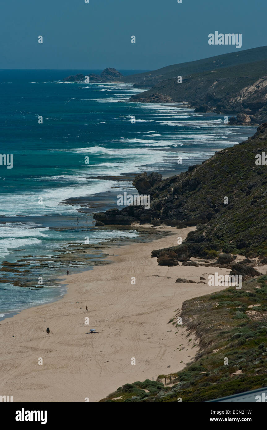 Bathers enjoying the beach at Yallingup, one of Western Australia's top ...
