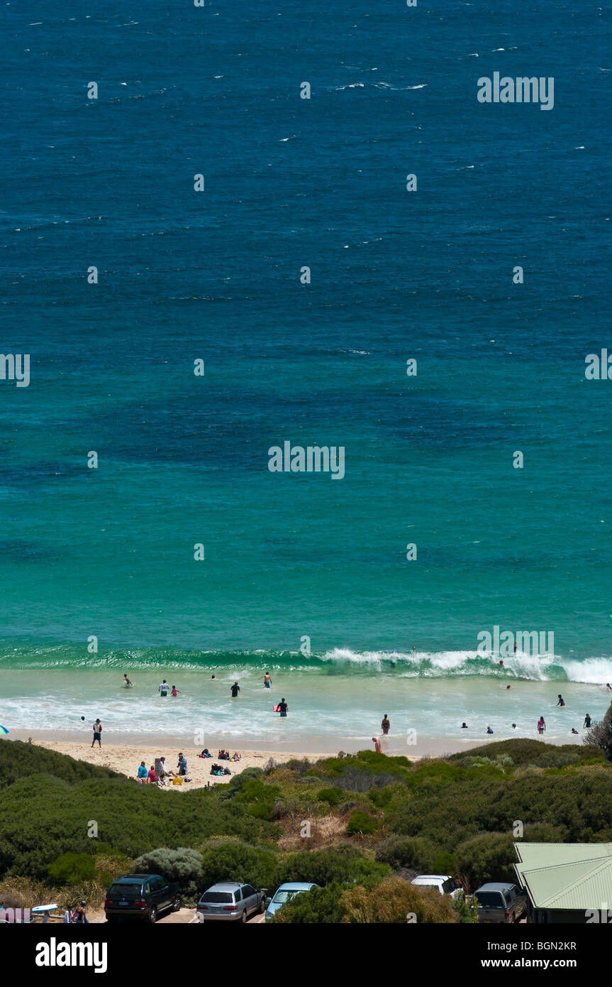 Bathers enjoying the beach at Yallingup, one of Western Australia's top ...