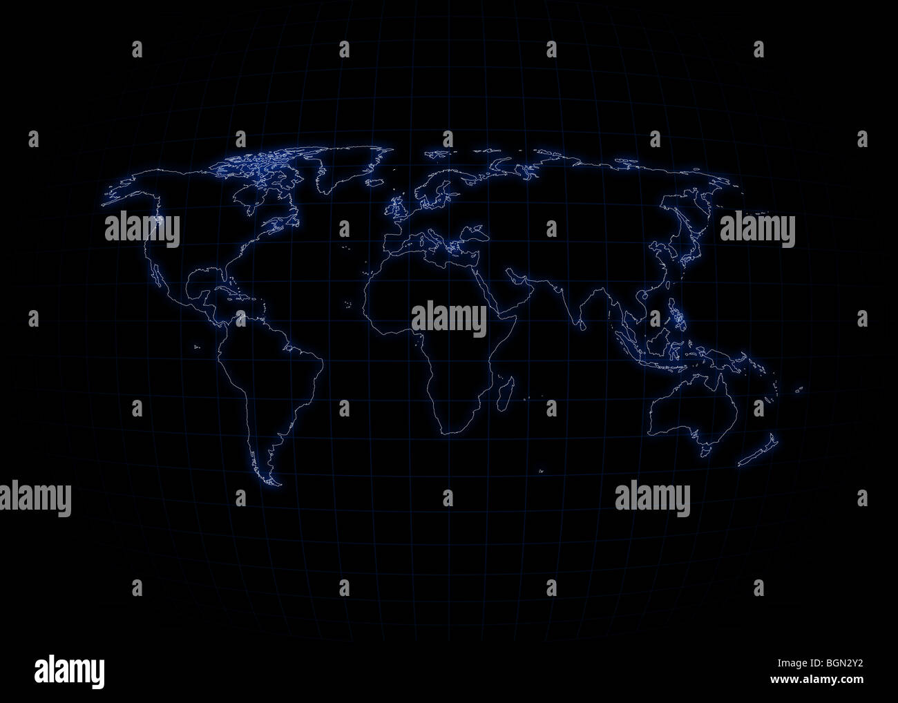 Glowing Outline World Map High Resolution Stock Photography and Images ...