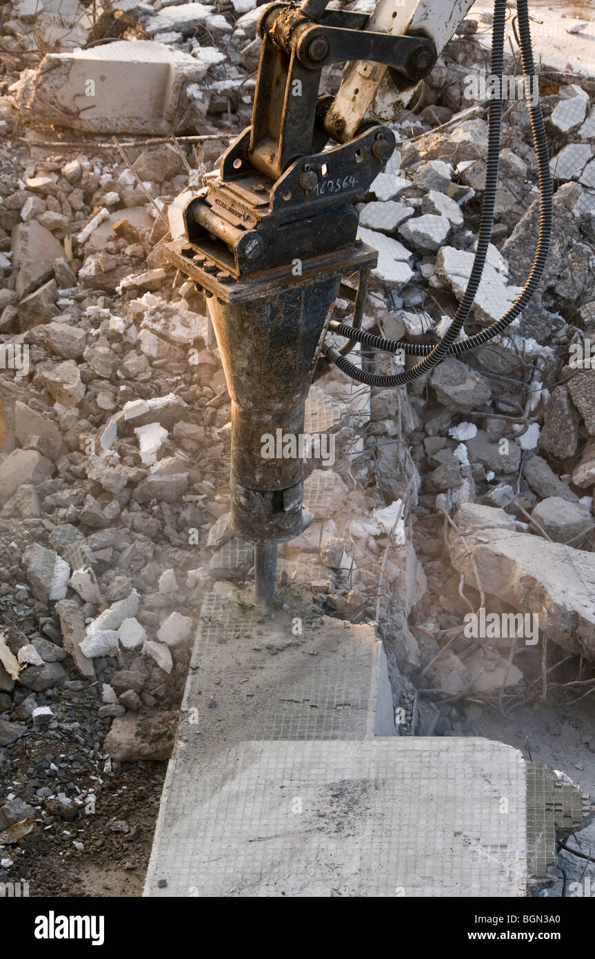 Hydraulic breaker on a demolition yard Stock Photo - Alamy
