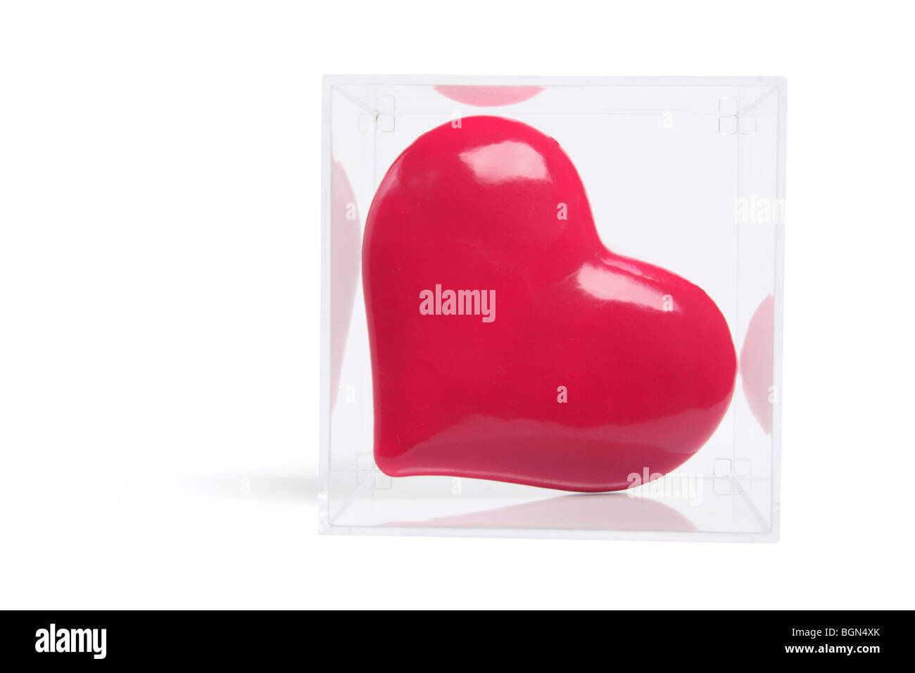 Red Love Heart in Plastic Box Stock Photo - Alamy