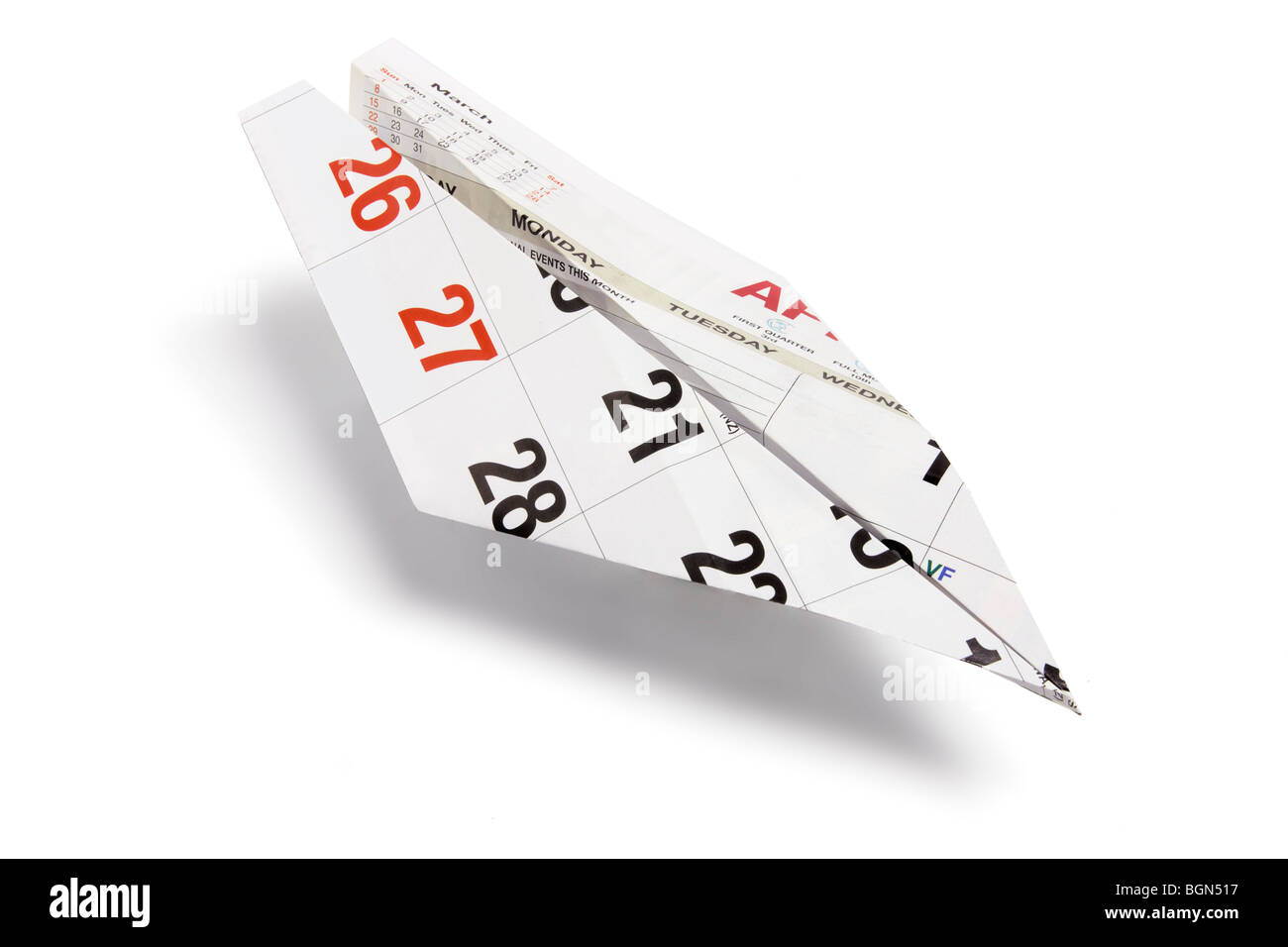 Calendar Paper Plane Stock Photo - Alamy