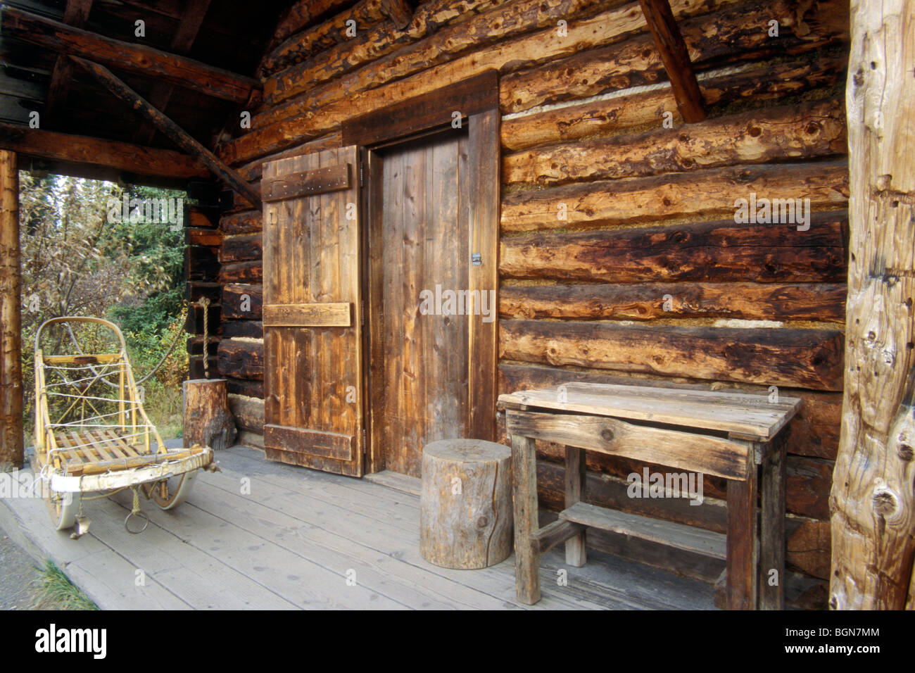 Old ranger's log cabin, Denali NP, Alaska Stock Photo - Alamy