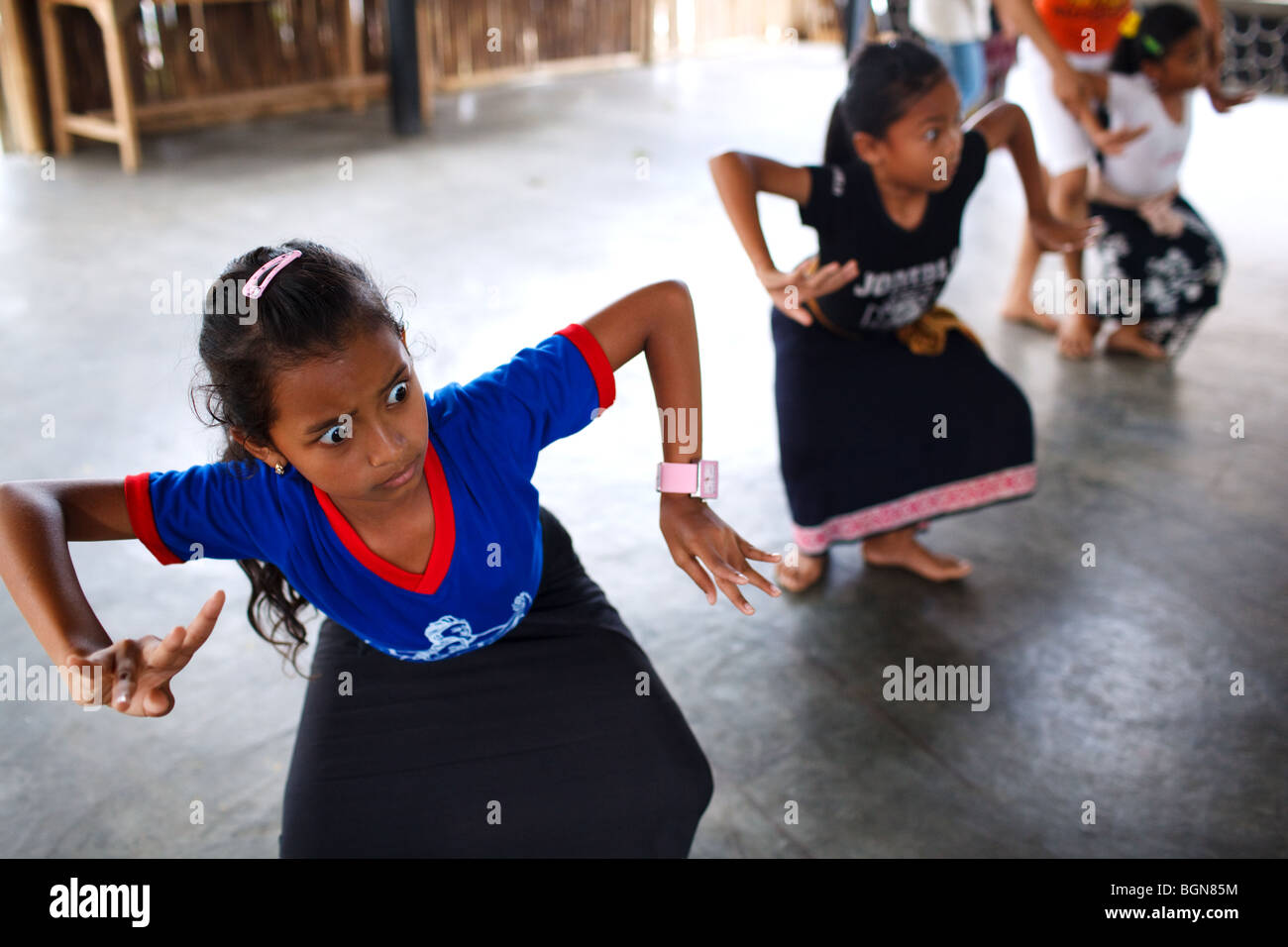 Traditional Balinese dance lesson for children in a dance school in ...