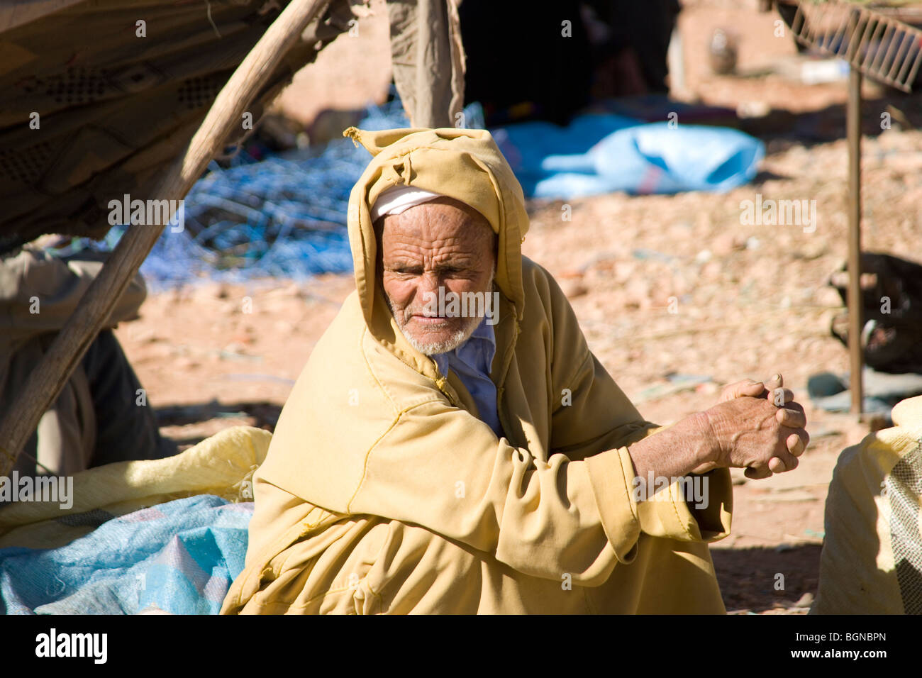 Old Arab man at The Monday Market in Tinehir in the Atlas Mountains of ...