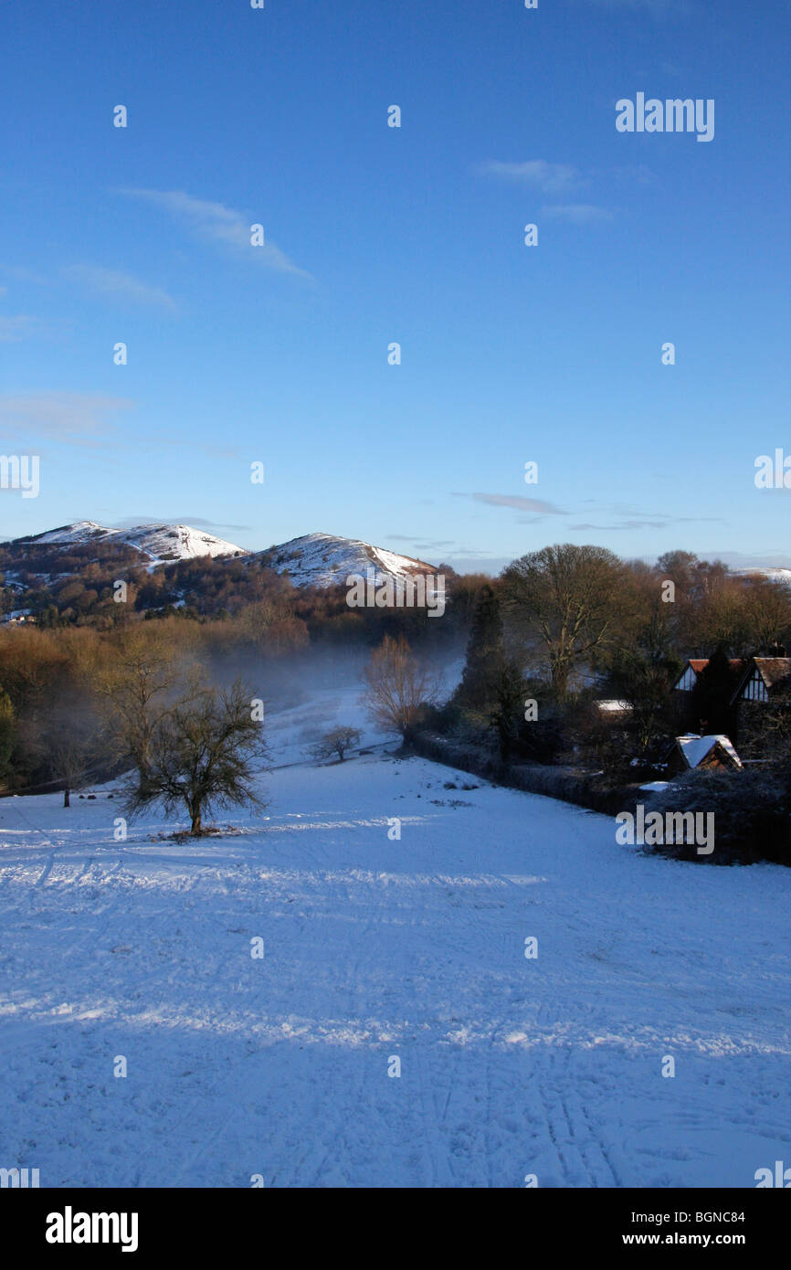Malvern Hills covered in snow Stock Photo - Alamy
