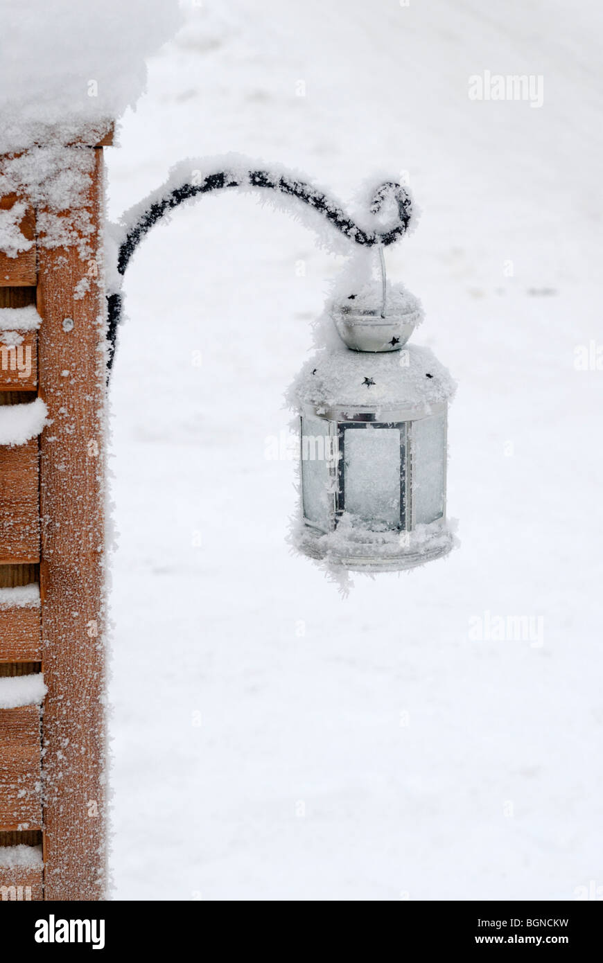 Small lantern covered in frost Stock Photo - Alamy