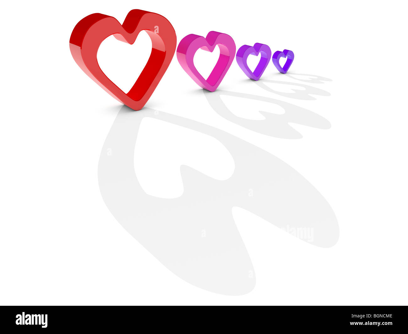 3d hearts creating a shadow Stock Photo - Alamy
