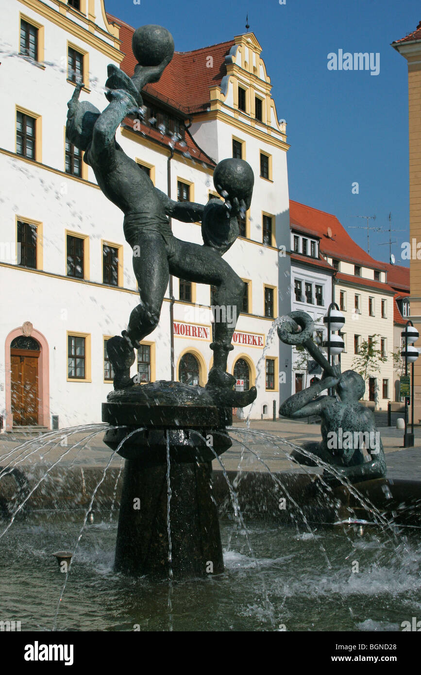 Fountain in the market square of Torgau, Germany Stock Photo - Alamy