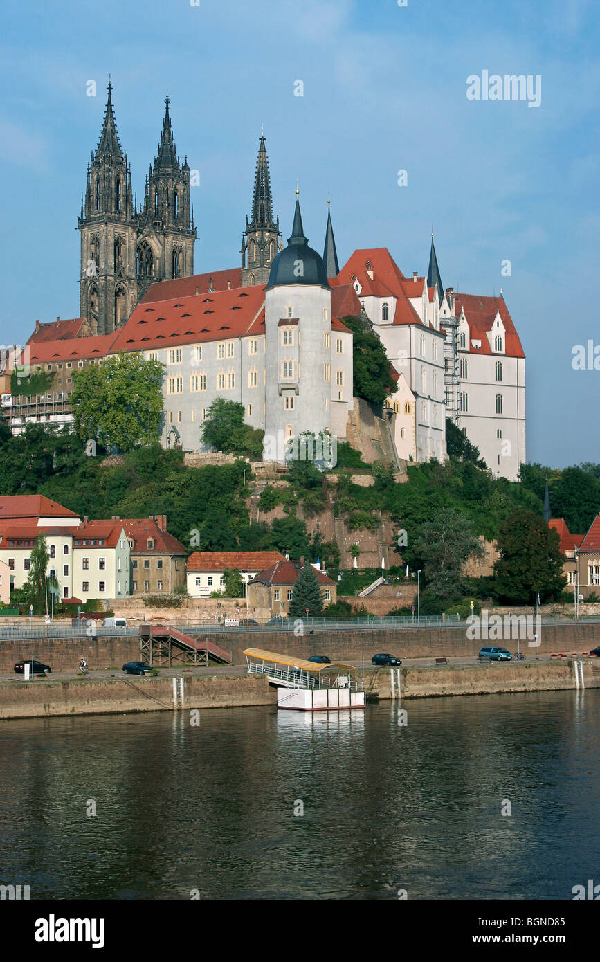 The late gothic Albrechtsburg Castle and Meissen cathedral along the ...