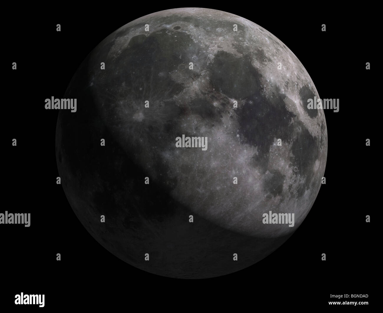 Hi res moon half lit isolated on black Stock Photo - Alamy