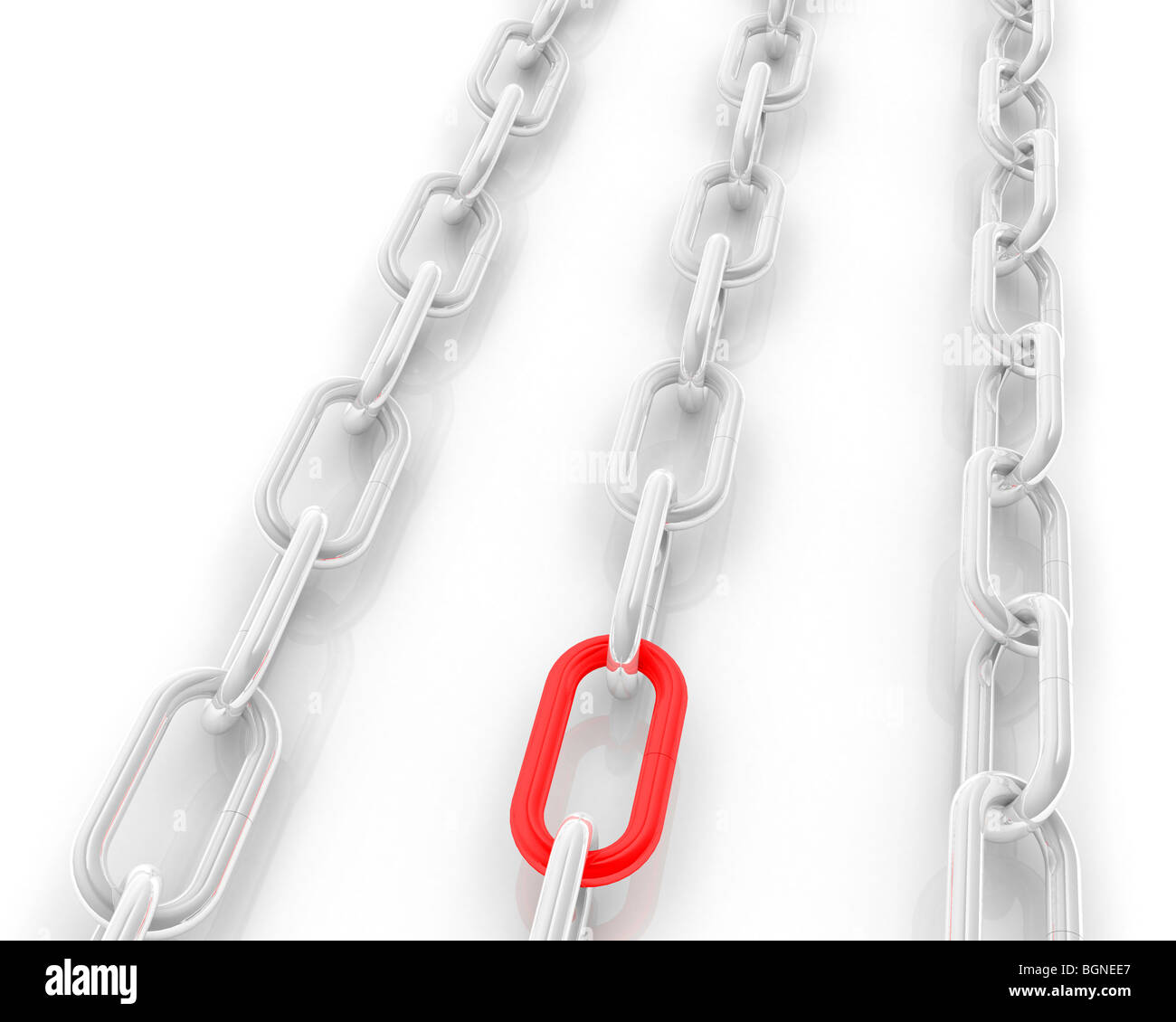 A weak link concept silver and red chain links Stock Photo - Alamy