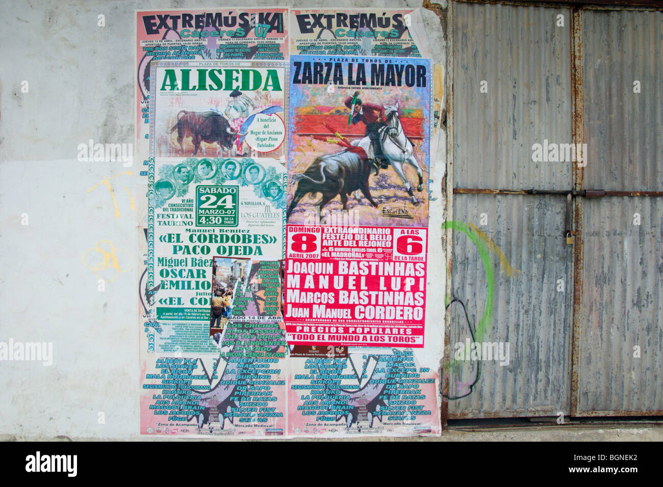 Bull Fighting Posters region of Extremadura Spain Stock Photo - Alamy