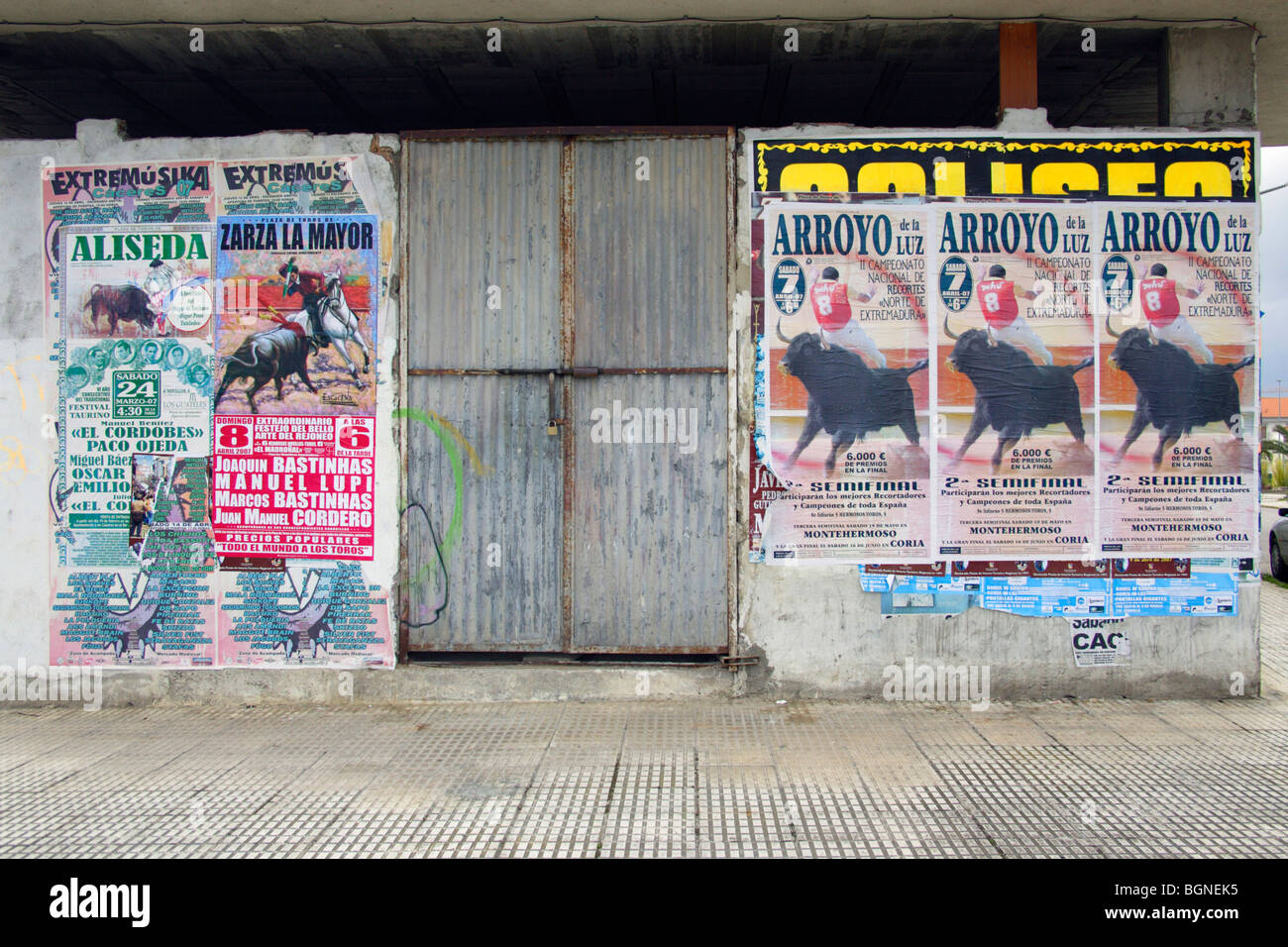 Bull Fighting Posters region of Extremadura Spain Stock Photo - Alamy