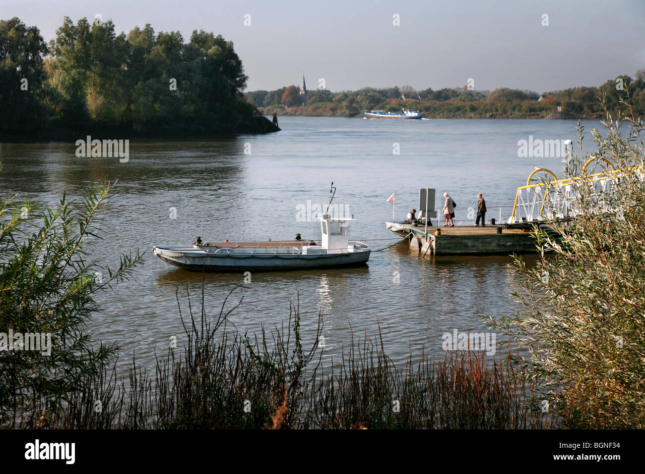 The foot-passenger ferry at the river Scheldt, Sint-Amands, Belgium ...