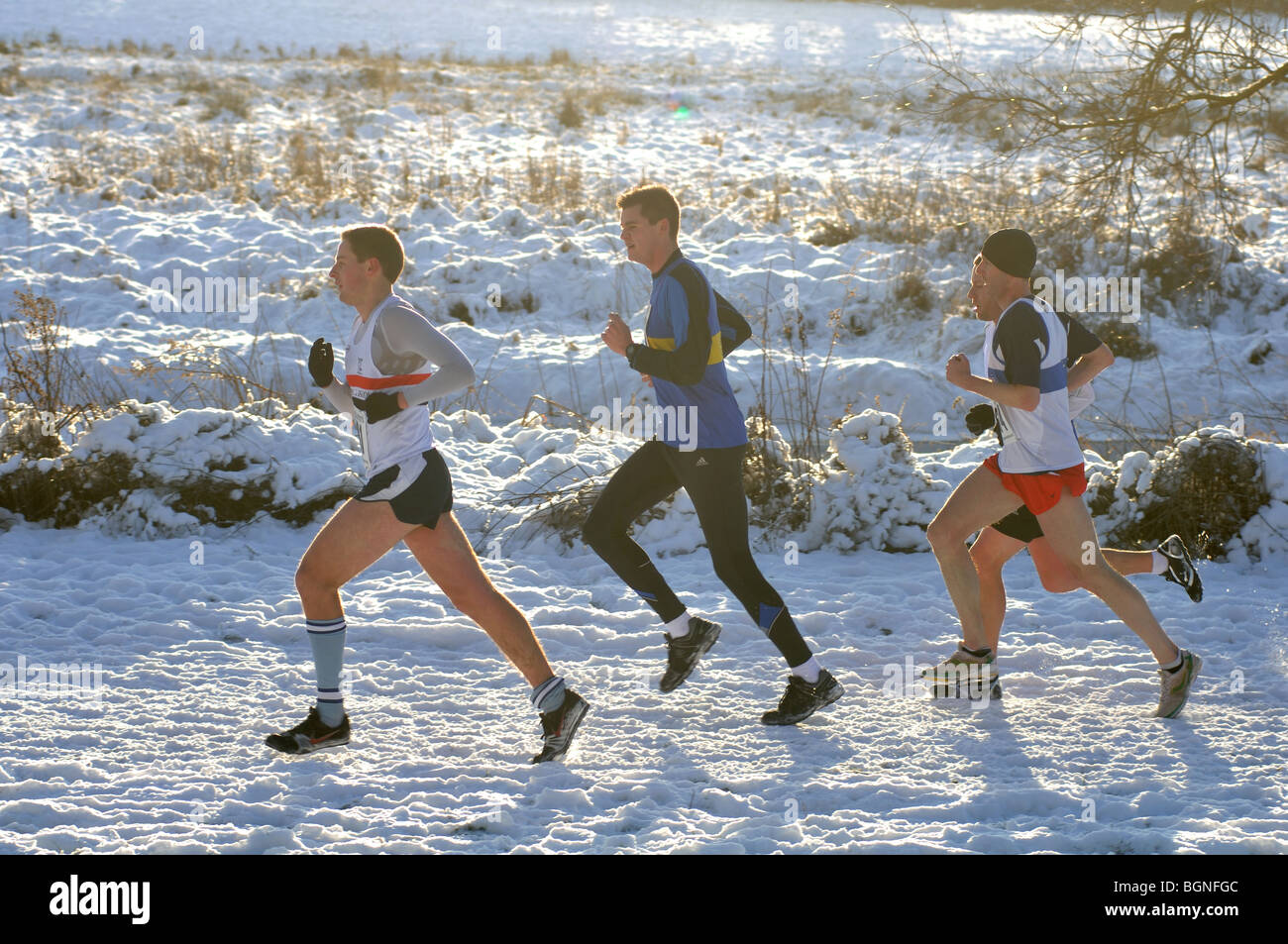 Sport cross country running action running winter snow cold hi-res ...