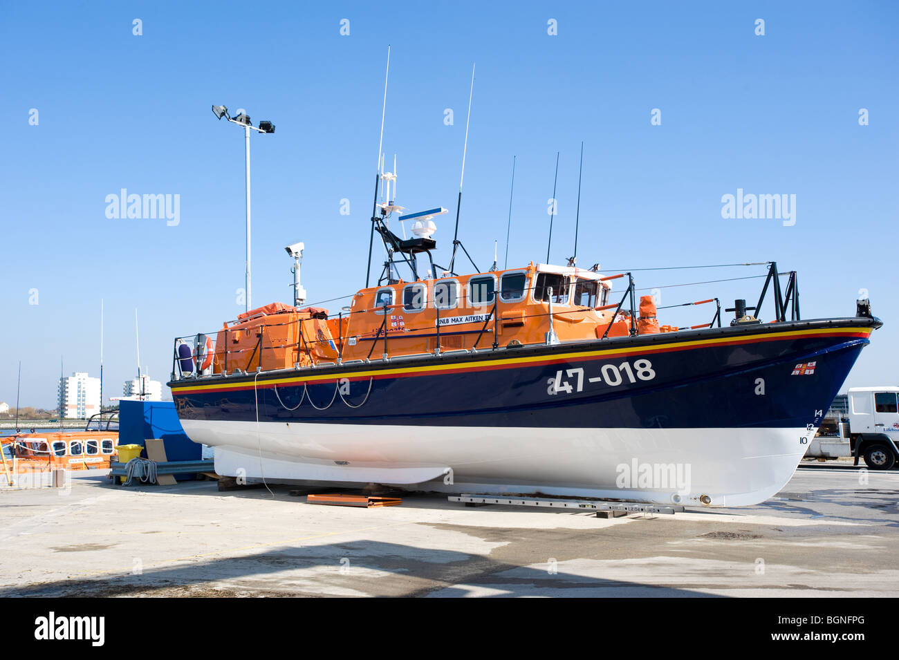 Lifeboat moored at the RNLI Headquarters Poole Dorset Stock Photo - Alamy