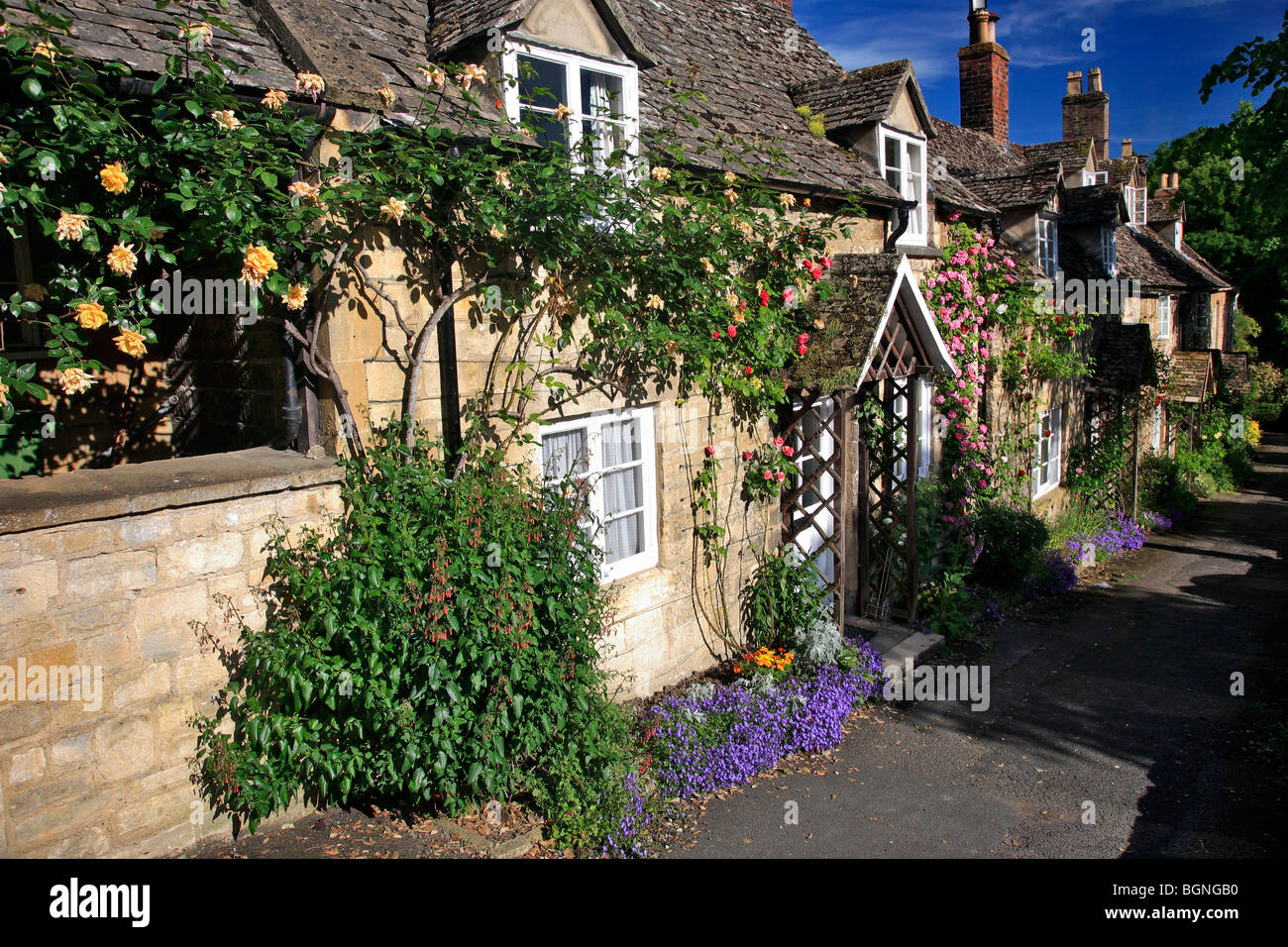 Stone Cottages Winchcombe village Gloucestershire Cotswolds England UK ...