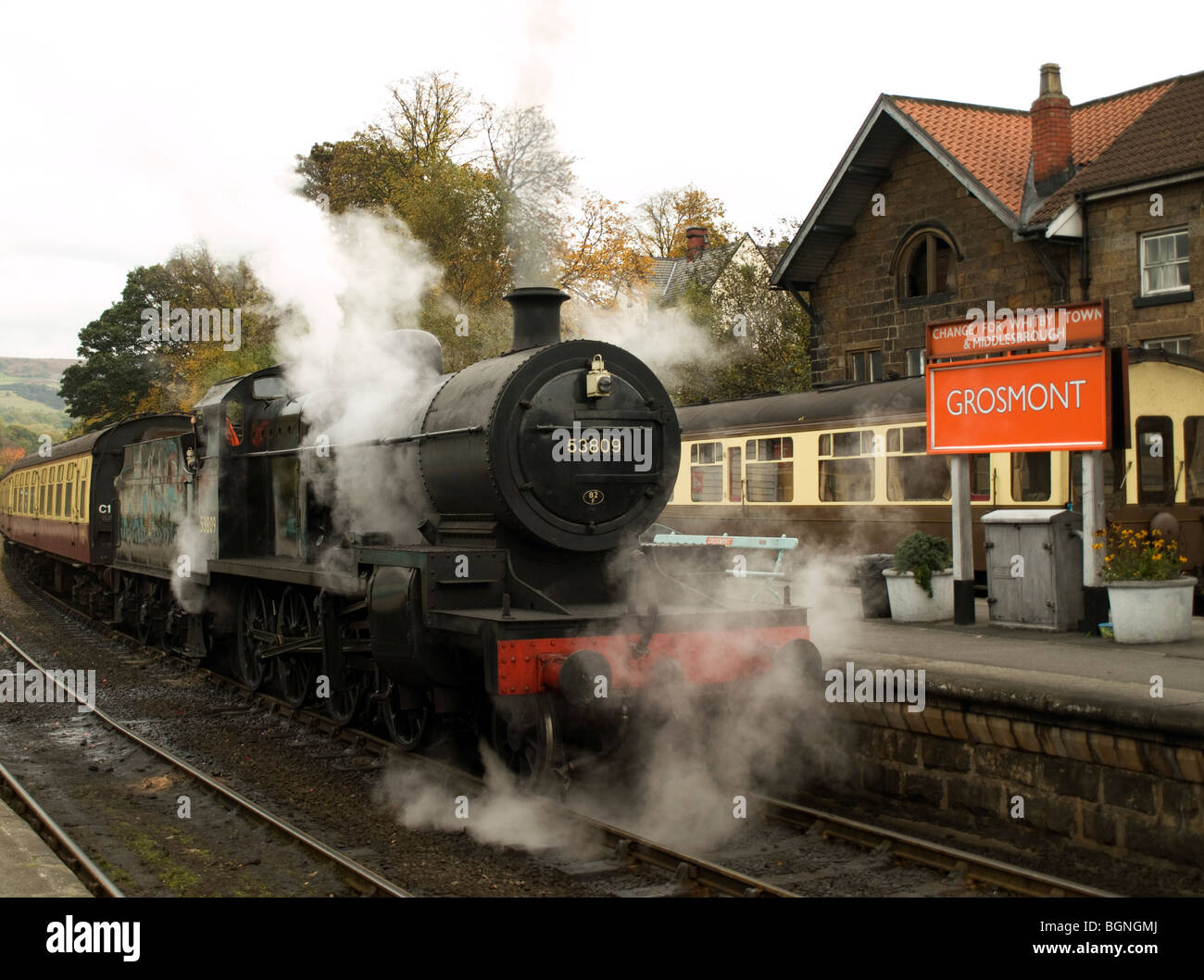 North York Moors Railway steam train at Grosmont Station, North York ...