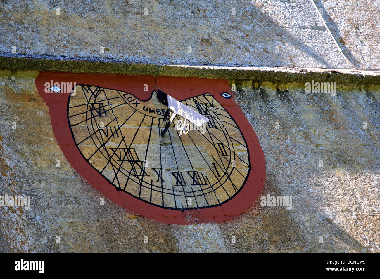 Sundial on St Andrews Parish Church Naunton village Gloucestershire ...